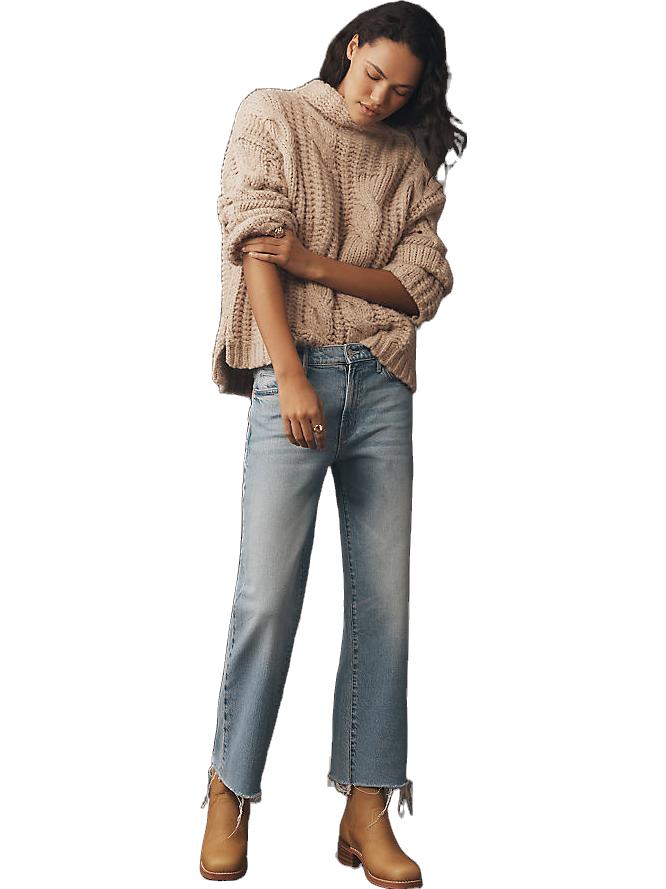 MOTHER MOTHER Kick It Ankle Mid-Rise Straight-Leg Jeans